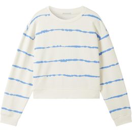 Tom Tailor Sweatshirt, Batik-Streifen, Rippbündchen, für Kinder, weiß, 152