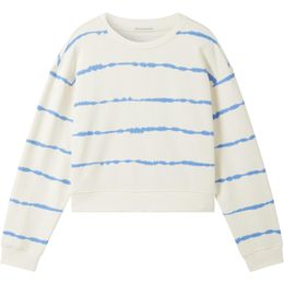 Tom Tailor Sweatshirt, Batik-Streifen, Rippbündchen, für Kinder, weiß, 140