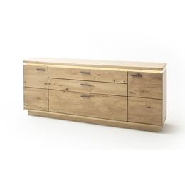 MCA furniture Sideboard Barcelona, Balkeneiche massiv /Eiche Bianco furniert, inkl. Beleuchtung