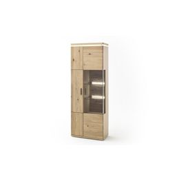 MCA furniture Kombi-Vitrine Barcelona, Balkeneiche massiv/Eiche Bianco furniert, inkl. Oberboden-Beleuchtung