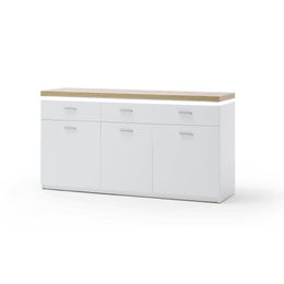 MCA furniture Sideboard Cali, Wotan Eiche Nachbildung, Weiß Melamin Nachbildung, inklusive Deckplattenbeleuchtung