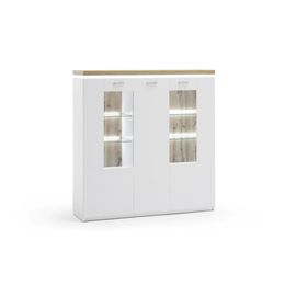 MCA furniture Highboard Cali, weiß, Wotan Eiche Nachbildung, inklusive Deckplattenbeleuchtung