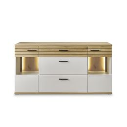 set one Sideboard QUINCY, grau/Eiche-Nachbildung, inkl. LED-Beleuchtung