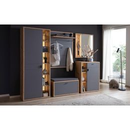 MCA furniture Garderobenkombination Lizzano, grau/Balkeneiche-Nachbildung