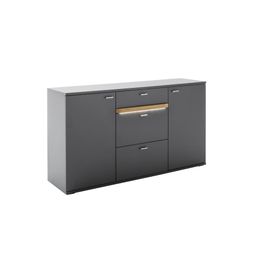 MCA furniture Sideboard Marsalla, Royal grey ,Balkeneiche massiv geölt, inkl. Front LED-Beleuchtung