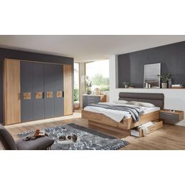 Schlafzimmer Cena, Wildeiche Furnier/Lack grau, 180 x 200 cm, Schrank 269 x 229 cm