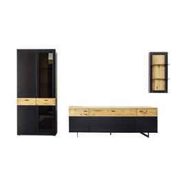 MCA furniture Wohnwand Cesena, schwarzgrau/Wildeiche