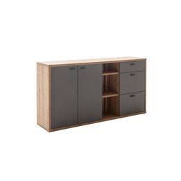 MCA furniture Sideboard Lizzano, grau/Balkeneiche-Nachbildung