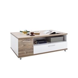 MCA furniture Couchtisch Luzern, weiß Hochglanz, Sterling Oak-Nachbildung
