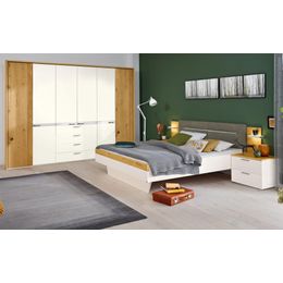 Musterring Schlafzimmer Ascea, bianco weiß/Balkeneiche Furnier, 180 x 200 cm, Schrank 302 x 223 cm