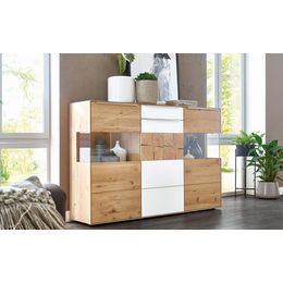 Valmondo Highboard Talvera, Asteiche massiv, bianco geölt