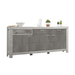 Wohn-Concept Sideboard Granada, Betonoxidfarbig dunkel, Haveleiche-Nachbildung, inkl. LED-Beleuchtung