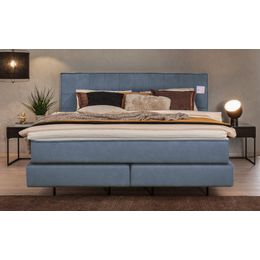 ADA Trendline Boxspringbett Nirina, blau, 180 x 200 cm, Härtegrad 2 und 3