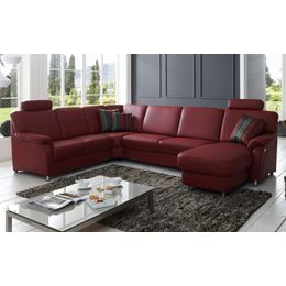 Polinova Leder Wohnlandschaft PN-EM6001, rot, inkl. Funktionen