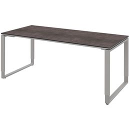 Röhr-Bush Schreibtisch Objekt Plus, weiß/quarzitfarbig, Füße alu, ca. 180 cm