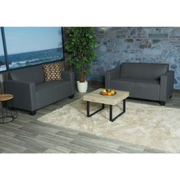 MCW Sofa-Garnitur Couch-Garnitur 2x 2er Sofa Lyon Kunstleder ~ dunkelgrau