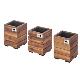 Gartenfreude Pflanzgefäß Holz 3er Set horizontale Lamellen Optik