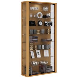 PKline Vitrinenschrank Glas Wandschrank Vitrine Sammlervitrine Hängeschrank Buche Dekor