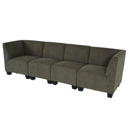 MCW Modular 4-Sitzer Sofa Couch Moncalieri, Stoff/Textil ~ braun, hohe Armlehnen