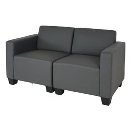 MCW Modular 2-Sitzer Sofa Couch Moncalieri, Kunstleder ~ dunkelgrau
