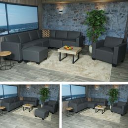 MCW Modular Sofa-System Couch-Garnitur Lyon 6-2, Kunstleder ~ dunkelgrau