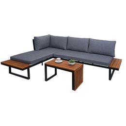 Garten Garnitur MCW-L27, Garnitur Sitzgruppe Lounge-Set Sofa, Spun Poly Alu Akazie Holz MVG-zertifiziert ~ dunkelgrau