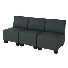 MCW Modular 3-Sitzer Sofa Couch Lyon, Kunstleder ~ dunkelgrau, ohne Armlehnen