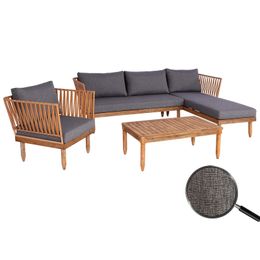 Garten-Garnitur MCW-L29, Garnitur Sitzgruppe Lounge-Set Sofa, Akazie Holz MVG-zertifiziert ~ dunkelgrau