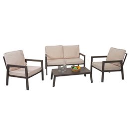 Garnitur MCW-L64, Gartenlounge Gartengarnitur Lounge-Set Sitzgruppe Sofa, Metall ~ Polster creme-weiß