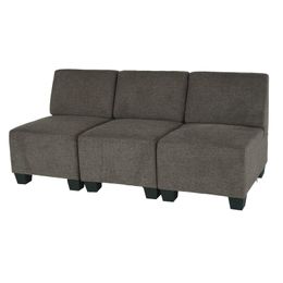 MCW Modular 3-Sitzer Sofa Couch Moncalieri, Stoff/Textil ~ braun, ohne Armlehnen