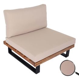 Lounge-Sessel MCW-H54, Garten-Sessel, Spun Poly Akazie Holz MVG-zertifiziert Aluminium ~ hellbraun, Polster beige