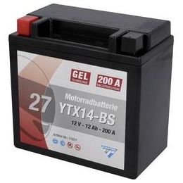 Cartec Gel Motorradbatterie YTX14-BS 12Ah 200A