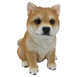 Dekofigur Hund Shiba Inu sitzend 19 x 12 x 17 cm hellbraun