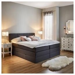 Boxspringbett Greta ca. 180x200 cm Grau mit Topper