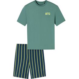 Schiesser Nightwear Shorty, Baumwolle, Print, für Kinder, grün, 152
