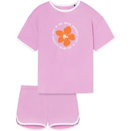 Schiesser Nightwear Shorty, Bio-Baumwolle, Schriftzug, für Kinder, pink, 176
