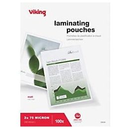 Viking Laminierfolien DIN A4 Matt 75 Mikron (2 x 75) Transparent 100 Stück
