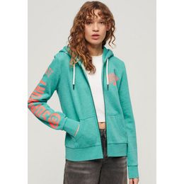 Superdry Kapuzensweatjacke SUPER ATHLETIC GRAPHIC ZIPHOOD, grün