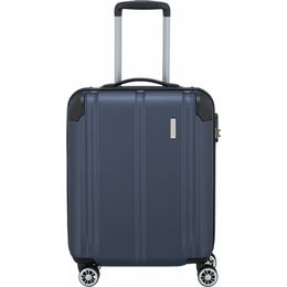 Travelite Hartschalen-Trolley City, 55cm, 4 Rollen, Handgepäck-Koffer Reisekoffer Hartschallenkoffer TSA Schloss, blau