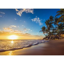 papermoon Fototapete "Tropical in beach Sunrise" Tapeten Gr. B/L: 5 m x 2,8 m, Bahnen: 10 St., bunt (mehrfarbig) Fototapeten