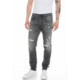 Slim-fit-Jeans Replay "ANBASS HYPERFLEX BIO" Gr. 31, Länge 34, grau (dark grey used bw75g) Herren Jeans Slim Fit