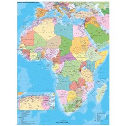 Stiefel Wandkarte Großformat Afrika, politischmit Postleitbereichen , englische Ausgabe, ohne Metallstäbe, Karte (im Sinne von Landkarte)