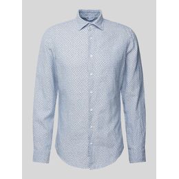Seidensticker Slim Fit Business-Hemd aus Leinen mit Allover-Muster
