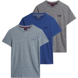 T-Shirt Superdry "ESSENTIAL TRIPLE PACK T-SHIRT" Gr. L, blau (brblumrl, crkblugg, krstbkmgagrt) Herren Shirts T-Shirts