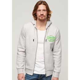 Kapuzensweatjacke Superdry "SD-NEON VL ZIPHOOD" Gr. XXL, grau (ice grey) Herren Sweatjacken