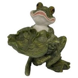 Dekofigur Frosch Blatt Vogeltränke 22,5 x 19,5 x 24,5 cm