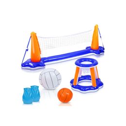 Clanmacy Volleyballnetz Poll Volleyball Basketball aufblasbares Set 258x55x90cm Netz und Ball (8-St)