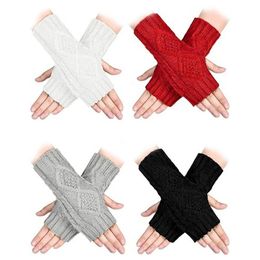 Bizaical Strickhandschuhe 4 Paar Männer Frauen Armstulpen Kaltes Wetter Fingerlose Handschuhe