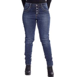 Charis Moda Bootcut-Jeans Baggy Damen Jeans 4 Button im 5-​Pocket Style