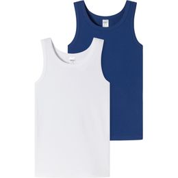 Schiesser Unterhemd, 2er-Pack, weich, für Kinder, blau, 140